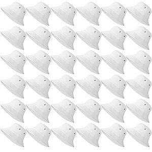 Xtinmee 36 Pcs Washed Cotton Bucket Hats Bulk Packable Unisex Trendy Lightweight Travel Summer Sun Hats for Women Men (White)