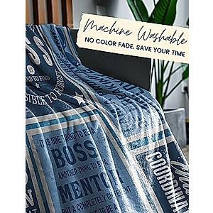 Boss Gifts from Employees, Bosses Day Gifts for Men, Bed Flannel Plush Throw Blankets (50"x 65") Christmas Office Gift Idea on Boss Day, Birthday, Appreciation, Retirement, Amazing Boss-Blue