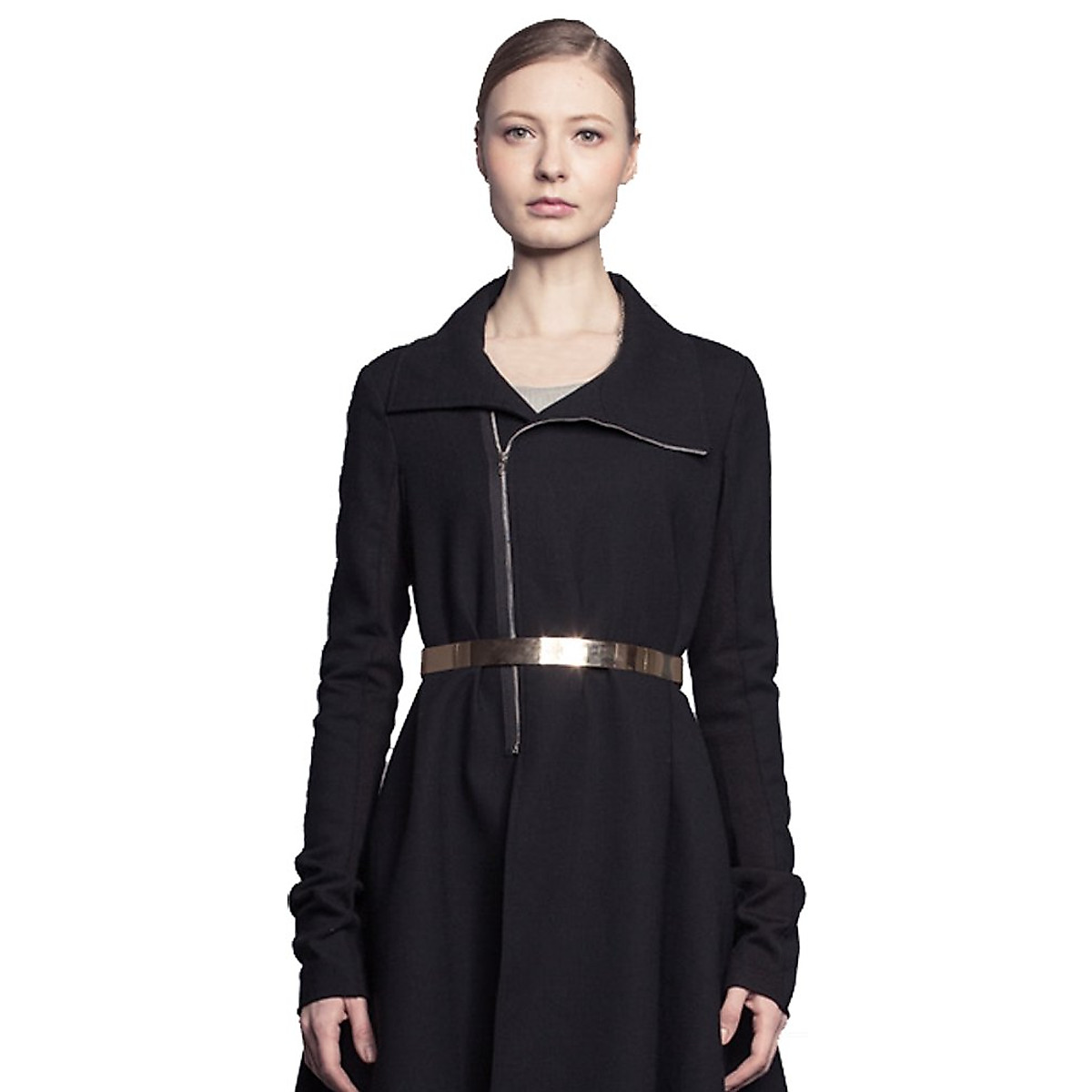 Women Elastic Mirror Metal Waist Belt Metallic Waistband,Golden, One Size