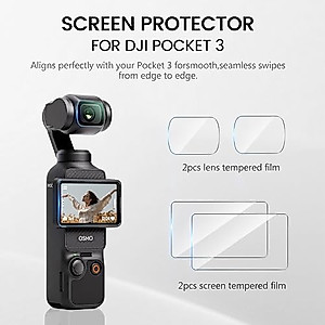 STARTRC Screen Protector for DJI Osmo Pocket 3 Creator Combo,9H Hardness HD Tempered Glass Film LCD Screen Proctector + Lens Protector for DJI Pocket 3 Accessories [2+2 Pack]