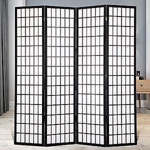 BLKMTY Room Divider 6ft Folding Privacy Divider 4 Panel Portable Room Seperating Modern Office Dividers Japanese Screen Wood Wall Divider Tall Freestanding Partition Screen for Bedroom, White