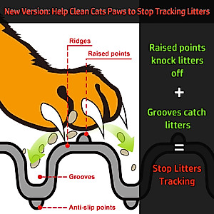 Mofason Cat Litter Mat XXL - Waterproof Kitty Litter Box mat for Floor - Extra Large Pet Trapping Litter Rug Pad - Silicone Cat Supplies &amp; Accessories for Indoor Cats (38&quot; x 25&quot;) -Grey