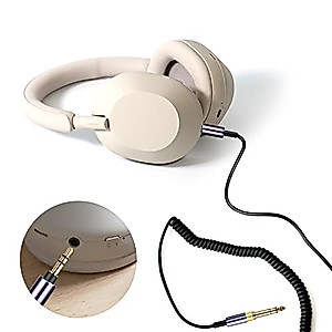 weishan WH-1000XM5 Cable Coiled Aux Cord Replacement for Sony WH-CH720N, WH-CH710N, MDR-950BT, 1AM2, 7520 Noise Canceling Headphones, 3.5mm(1/8") Extension Wire with 6.35mm(1/4") Adapter, 14ft