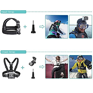 SmilePowo 51-in-1 Action Camera Accessories Kit for GoPro Hero 11 10 9 8 Max 7 6 5 4 3 3+ 2 1 Black GoPro 2018 Session Fusion Silver White Insta360 DJI AKASO APEMAN YI Campark XIAOMI Action Camera