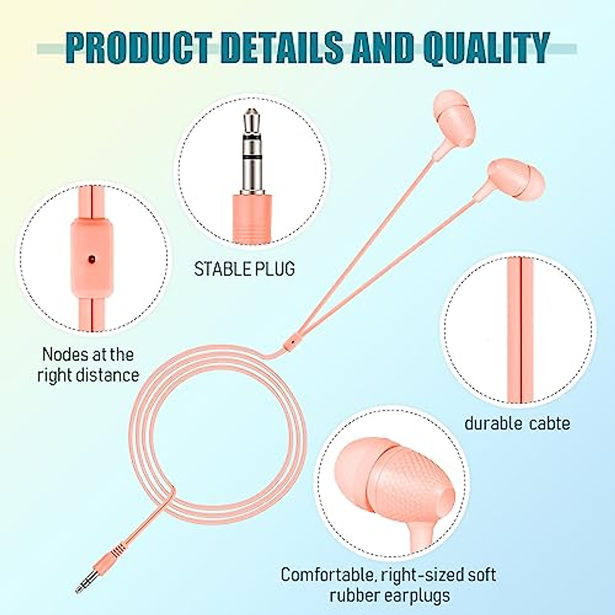 Xuhal 300 Pack Earbuds Bulk Macaron Colors Mixed Earphones 3.5 mm Classroom Headphones Earbuds Wired in Ear Headphones for Schools Classrooms Students Teens Children Gift and Adult