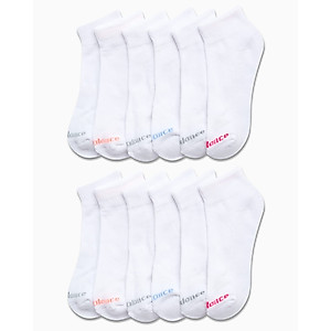 New Balance Women's Athletic Socks - Cushion Quarter Cut Ankle Socks (12 Pack), Size 410, Solid White