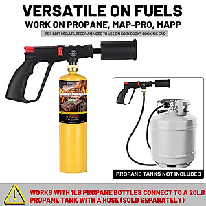 KookCook Cooking Grill Torch Kit with 4x14.1oz Fuel Gas Cylinder Sous Vide Blowtorch MAPP MAP Pro Propane Torch Food Kitchen Grilling Gun Culinary BBQ Tool for Searing Outdoor Camping Charcoal Starter