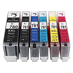 Ink Cartridge with 5% Coverage, Smoothly Print Clear Fadeless Printer Cartridge, for PIXMA TS707 TR8570 TS8170 (BK BK C M Y PB)