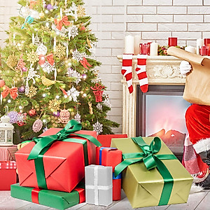 PLULON 60 Sheets Christmas Gift Wrapping Tissue Paper Birthday, Tissue Paper for Home, Kitchen, DIY Crafts, Wrapping Accessory (Red, Green, Silver, Golden)