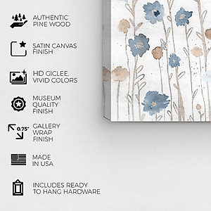 Wynwood Studio Beautiful Growth Light Blue Canvas Print Wall Art for Living Room, Bedroom, and Bathroom, 30" x 20", Gallery Wrapped