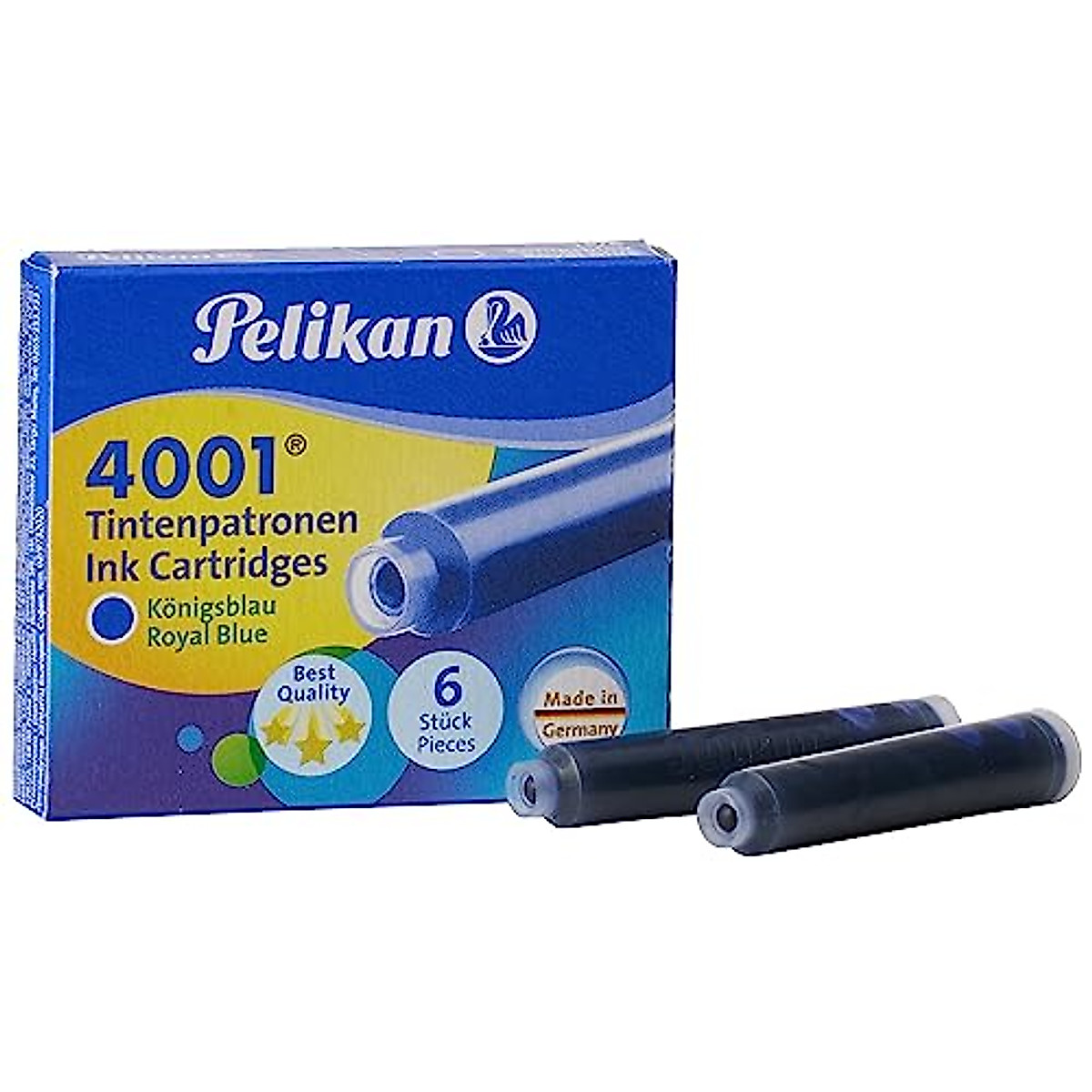 Pelikan 4001 TP/6 Ink Cartridges for Fountain Pens, Royal Blue, 0.8ml, 30 Pack (330845)
