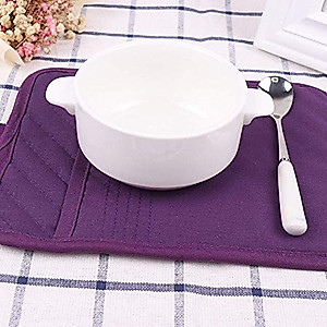 Anyi Pot Holders for Kitchen Heat Resistant, Cotton Hot Pads for Kitchen Counter Table, Purple Kitchen Pot Holders with Pocket