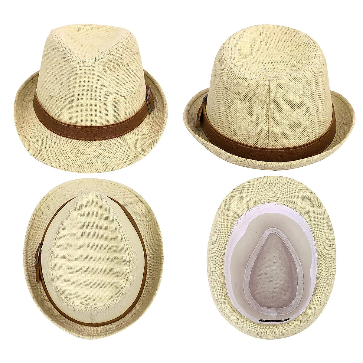 Simplicity Panama Style Fedora Hats for Women Straw Fedora Sun Hat with Band Fedora Hats for Men Straw Hats for Men Fedora Hats,Natural,L/XL