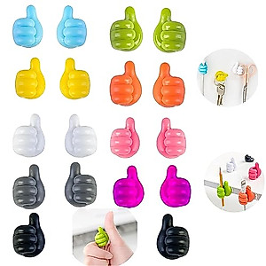 feliposi 18pcs Creative Silicone Thumb Wall Hook- Multi-Function Car Adhesive Cable Clip Key Hanger
