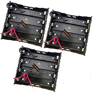 18650 Battery Case Holder, 3 Pcs 4 Slots x 3.7V 14.8Volt DIY Battery Storage Box, in Series Black Plastic Batteries Case for 4 x 18650 Ltvystore