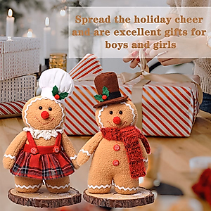 Shapeazy Gingerbread Plush Stuffed Animal,Christmas Stuffed Animal Stuffed Gingerbread Boy Girl,Gingerbread Man Plush Toys Christmas Decor Gingerbread Doll for Holiday Christmas Tree Gifts (Boy+Girl)