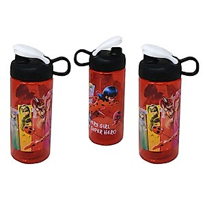 UPD [3-Pack] Miraculous Ladybug 16.5oz Kids Sullivan Sports Water Bottle, BPA-free, Red/Black, MLBAT070