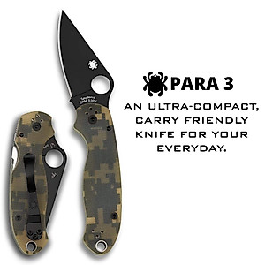 Spyderco Para 3 Camo Signature Folding Utility Pocket Knife with 2.95" Black CPM S45VN Blade and G-10 Handle - Everyday Carry - PlainEdge - C223GPCMOBK