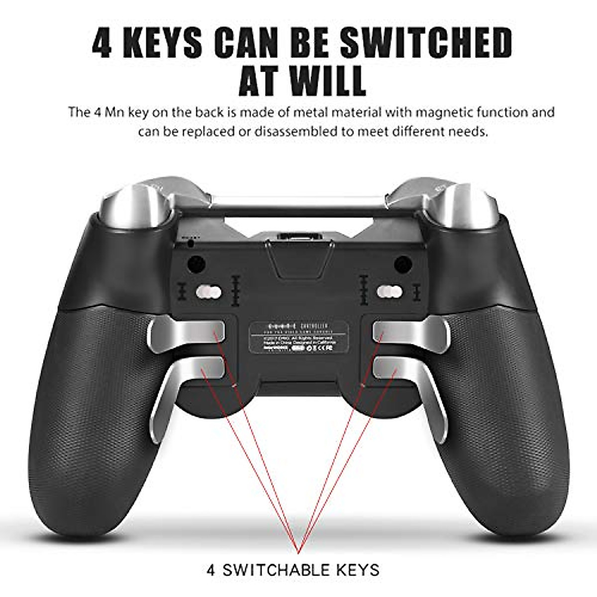 PS4 Elite Wireless Controller with Back Paddles,Dual Vibration Elite PS4 Modded Game Controller for Play Station 4 with Speaker and 3.5mm Audio Headphone Jack