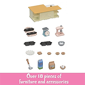 Calico Critters Kitchen Island - Toy Dollhouse Furniture and Accesories Set - Enhance Your Dollhouse with a Functional and Interactive Cooking Center