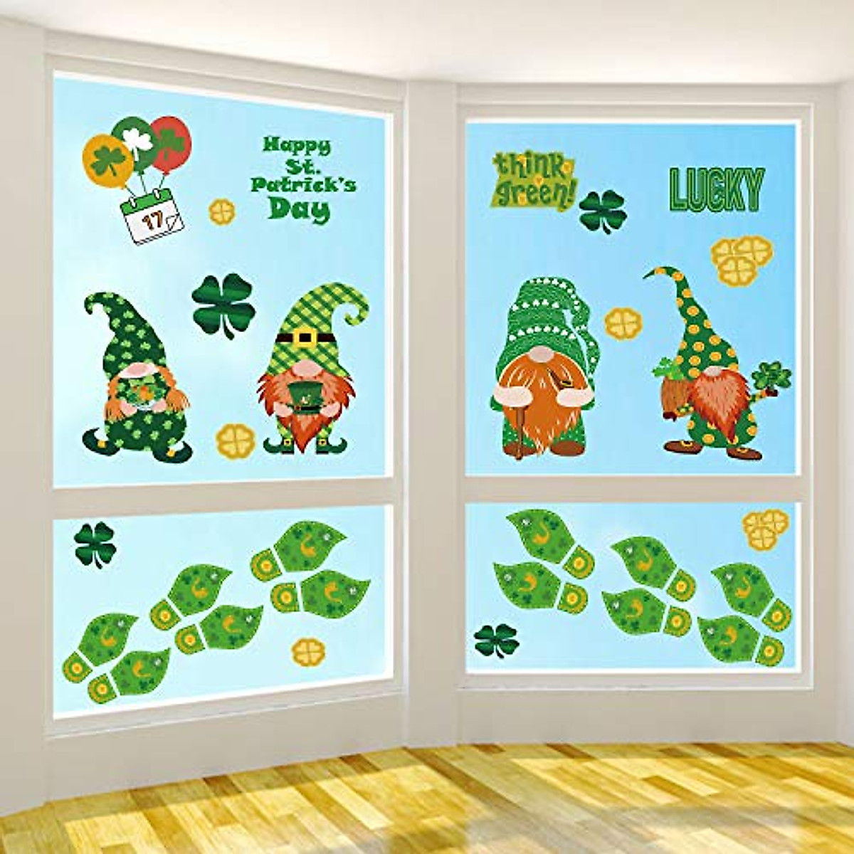 DmHirmg St. Patrick's Day Window Clings, Upgraded St. Patrick's Day Static Window Sticker,Window Sticker for St. Patrick's Day 9 Sheets