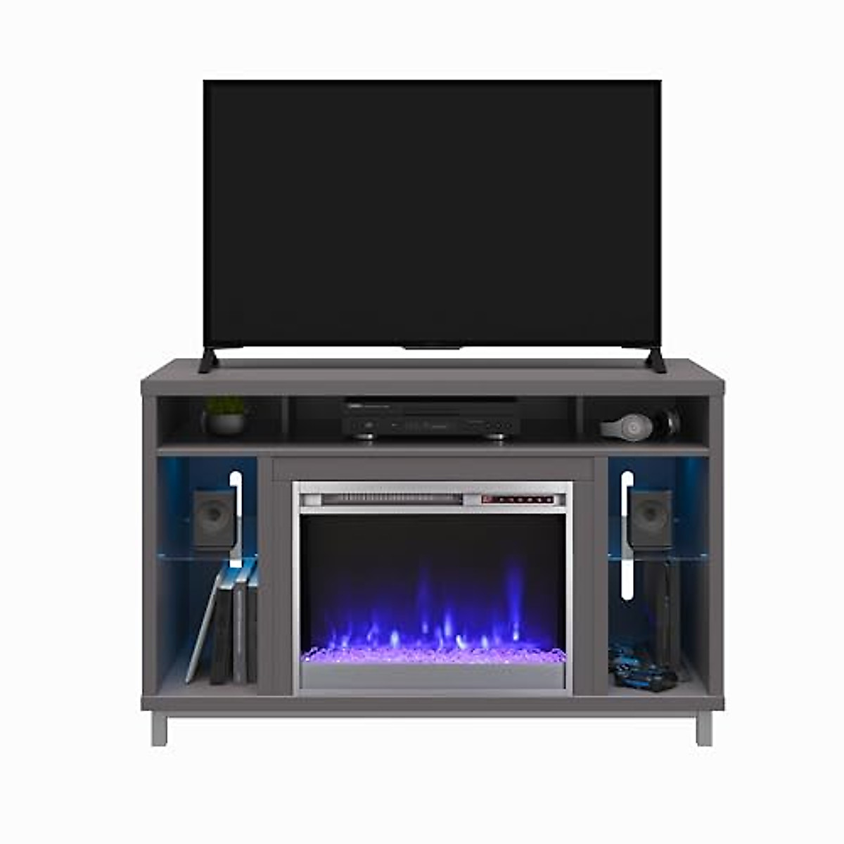 Ameriwood Home Lumina Fireplace TV Stand for TVs up to 48", Graphite Gray