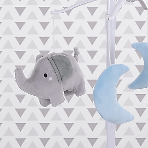 NoJo Little Love Elephant Stroll Gray and Blue Moon Musical Mobile