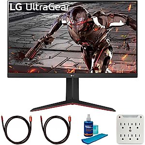 LG 32GN650-B 32 inch Ultragear QHD 165Hz 16:9 HDR10 Monitor with FreeSync Premium Bundle with 2X 6FT Universal 4K HDMI 2.0 Cable, Universal Screen Cleaner and 6-Outlet Surge Adapter
