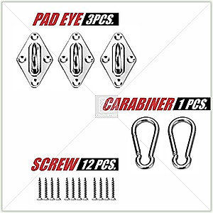 ColourTree 6 Inch Hardware Kit for Triangle Sun Shade Sail Canopy Installation Complete Set, with 12' Long Extension Cable Wires, 316 Stainless Steel, Anti Rust