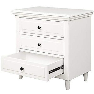 Knocbel 3-Drawer Night Stand, Solid Wood Bedside Nightstand Sofa Side End Table, Fully Assembled, 28.1" H x 27.9" W x 16.9" D (White)