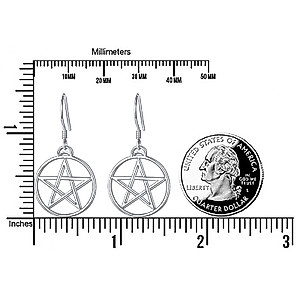 S925 Sterling Silver Pentagram Amulet Dangle Drop Pentacle Earrings for Women Jewelry Gift
