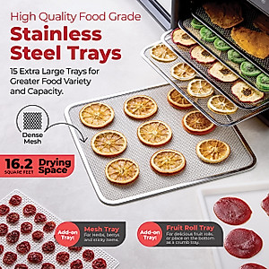 Magic Mill Food Dehydrator Machine (10 Stainless Steel Trays) Digital Adjustable Timer | Temperature Control | Keep Warm Function | Dryer for Jerky, Herb, Meat, Beef, Fruit and To Dry Vegetables