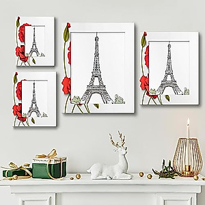JXDXHCW 5x7 Picture Frame Red Poppy Flower Home Gallery Wall Tabletop Decor with Stand Hanging Hook for Photos Certificate Poster Collage Display-Floral Print Frame