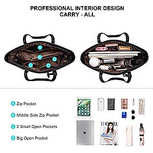 LOVEVOOK Women Leather Handbags Purses Designer Tote Shoulder Bag Top Handle Bag for Daily Work Travel Black