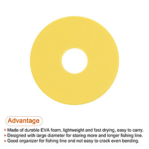PATIKIL 2.24 Inch Fishing Line Spool, 50 Pack EVA Foam Fishing Winding Board Plates Fly Fishing Gear Organizer for Fishing Line Storage, Yellow