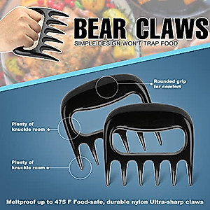 2 Pack Meat Claws for Shredding, Stocking Stuffers, Meat Shredder Tool Bear Claws Chicken Shredder Smoker Grill Accessories for Turkey, Christmas Stocking Stuffers Bbq Gifts for Men