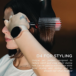 Denman Original Curl Definer & Styler 9 Row Hairbrush for Detangling, Separating, and Defining Longer Curls, Curly Hairbrush - Black