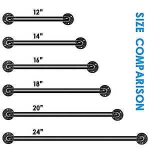 Industrial Pipe Towel Rack 14 inch Towel Bar, Wall Mounted Heavy Duty Matte Black Finish Bath Towel Holder for Kitchen Or Bath Hanging (1 Pack)