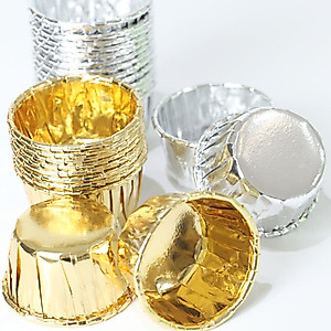 Gold Foil Metallic Paper Baking Cups Muffin Cups Cupcake Liners 50-Count Cake Baking Cups for Birthday, Wedding, Party (Gold)