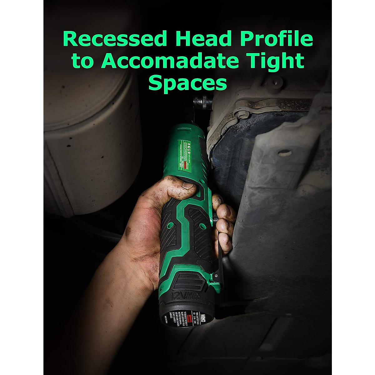 KIMO Cordless Electric Ratchet Wrench Set, 40 Ft-lbs, 400 RPM, 3/8" 12V Cordless Ratchet Kit w/ 60-Min Fast Charge, Variable Speed Trigger, 2.0Ah Lithium-Ion Battery (1 Battery)