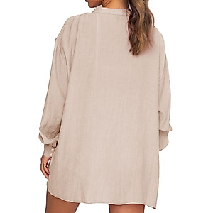 Seyumixi Women Casual 2 Piece Tracksuit Loose Button Blouse Shirt Top High Wasit Elastic Shorts Set Loungewear Summer Outfits(Button Apricot,M)