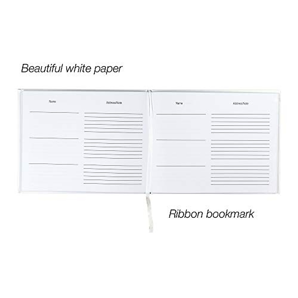 Samsill White Guest Book with Gold Foil - Guestbook Hardcover with Lines for Name, Address and Notes - 7" x 9" Wedding Guest Book / Registry Book - 120 Pages