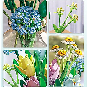 Auspcers Sunflower Bouquet Building Kits Set, Flowers Botanical Collection Building Block DIY Toy, 837PCS Artifitial Flower Bouquet Building Set, Botanical Collection for Home Decoration Wedding