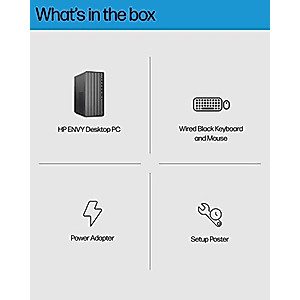 HP ENVY Desktop Computer, Intel Core i7-10700, 16 GB RAM, 1 TB Hard Drive & 512 GB SSD Storage, Windows 10 Pro (TE01-1254, 2020 Model)