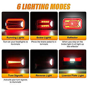 CAFOPAR Wireless Magnetic Trailer Lights Kit, LED Trailer Rear Light with 2 Charging Ways, Universal Running Stop Turn Signal License Plate Light for Tow Trucks, Caravans, Campers, RV, Boat