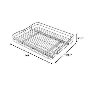 IZLIF Multi-Use Pull Out Cabinet Organizer Heavy Duty Slide Out Kitchen Drawer Cabinet Storage Shelves 20”W x 21”D for At Least 21” Cabinet Opening , Wire Frame, Chrome Finish
