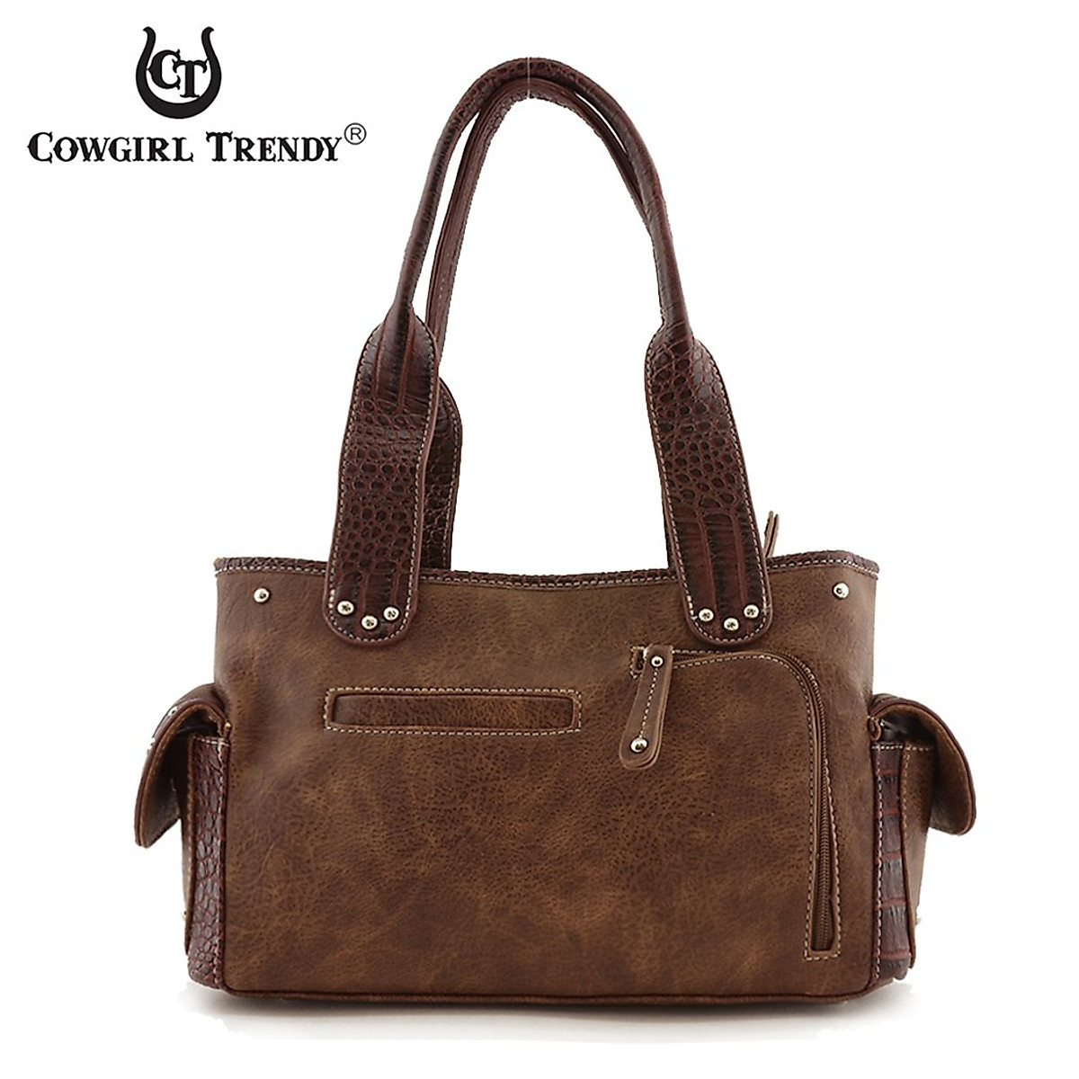 Cowgirl Trendy Western Style Concealed Carry Country Fringe Purse Handbag Shoulder Bag Wallet Set Brown