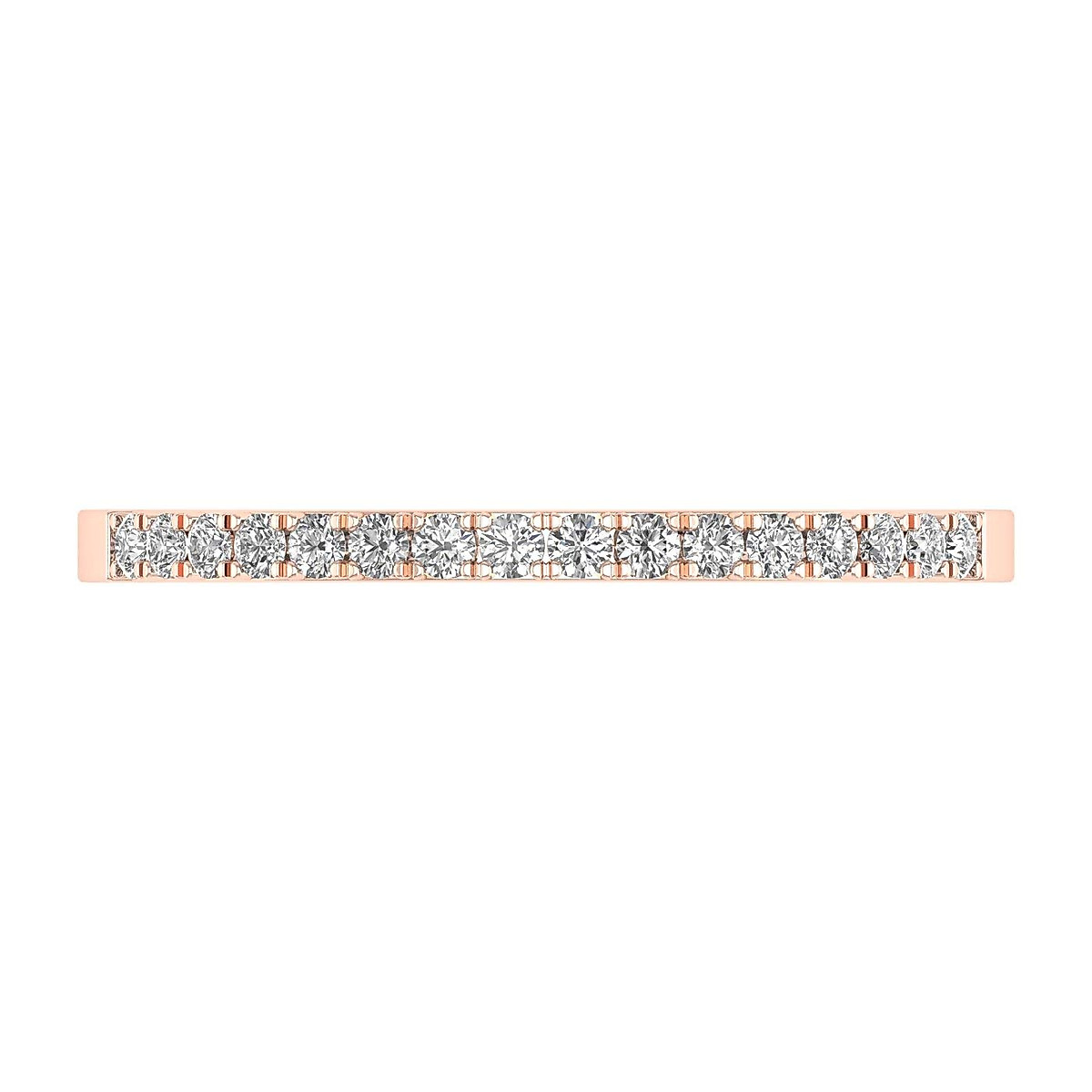 10K Rose Gold Diamond Semi-Eternity Wedding Band Ring (0.15 Carat) (Ring Size 7)