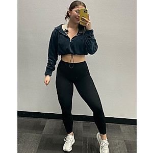 TomTiger Yoga Pants for Women 25''- High Waist Workout Leggings Tummy Control Butt Lifting Booty Tights 7/8 (Black,M)