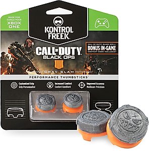 KontrolFreek Call of Duty: Black Ops 4 Grav Slam for Xbox One and Xbox Series X Controller | Performance Thumbsticks | 1 High-Rise Convex, 1 Mid-Rise Convex | Gray/Orange